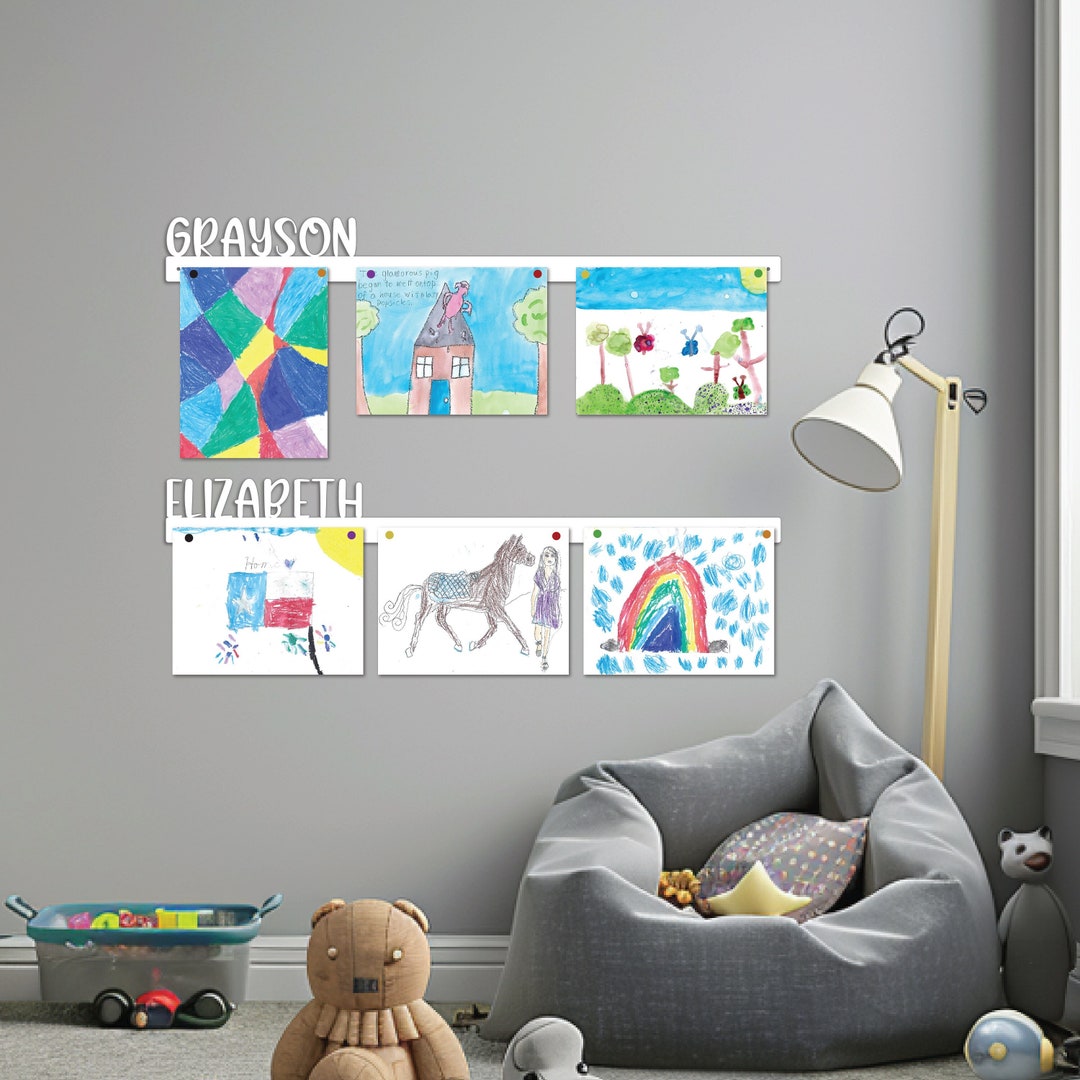 Personalized Kids Art Display Board Magnetic, Metal Playroom Wall Art ...