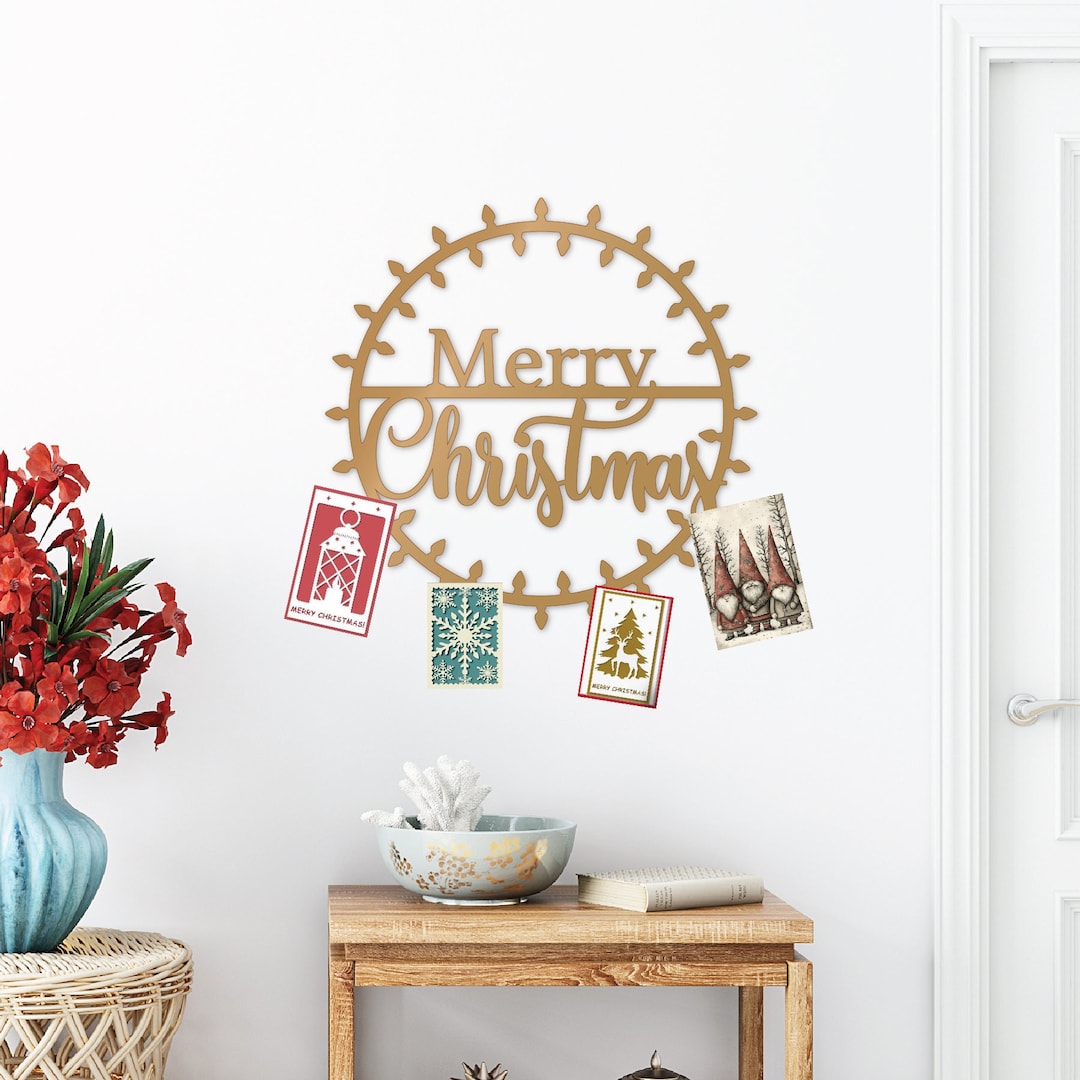 Magnetic Christmas Card Wreath, Farmhouse Metal Wall Decor - Etsy