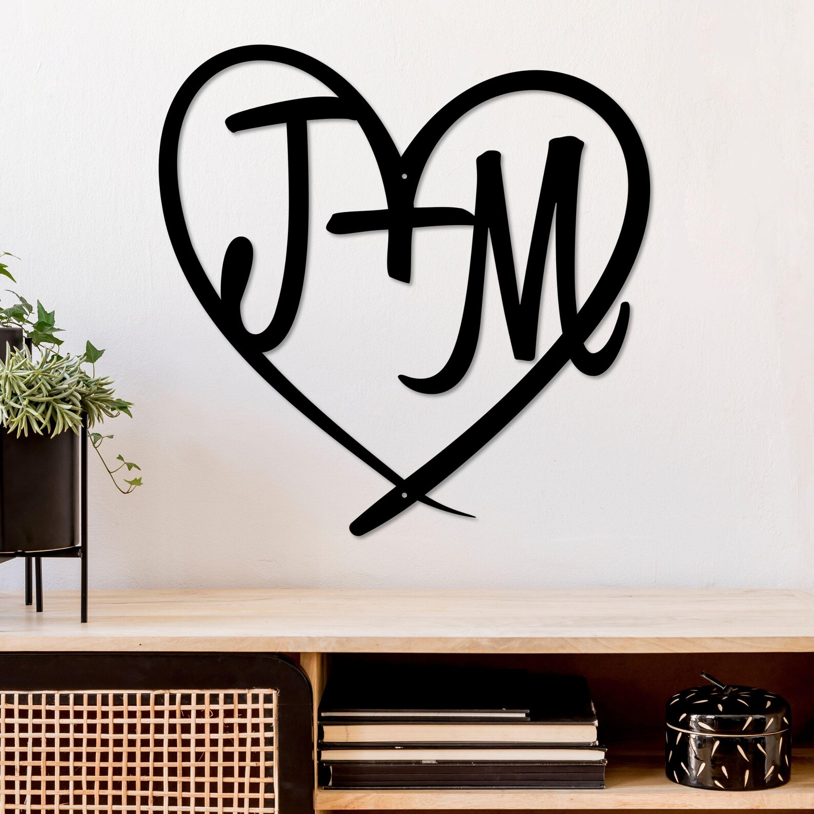 Personalized Initials Heart Sign, Metal Wall Art, Anniversary Gift - Etsy