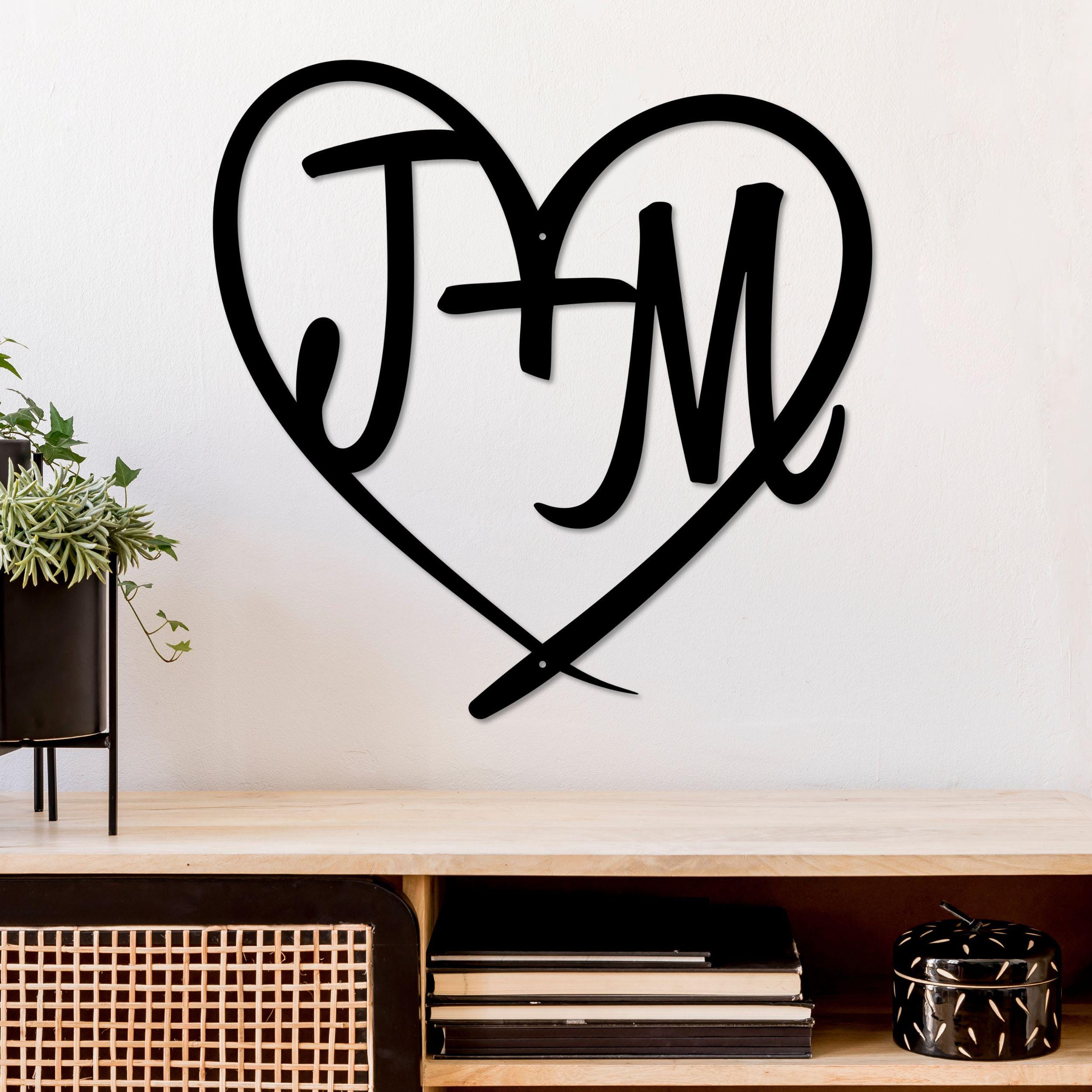 Personalized Initials Heart Sign, Metal Wall Art, Anniversary Gift - Etsy
