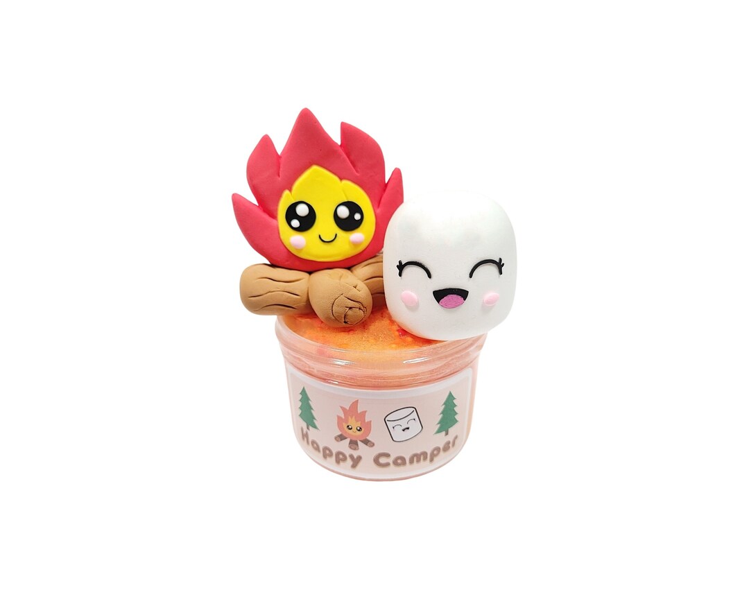Campfire Smore Slime, Marshmallow Butter Fluffy Slime, Kawaii Cute ...