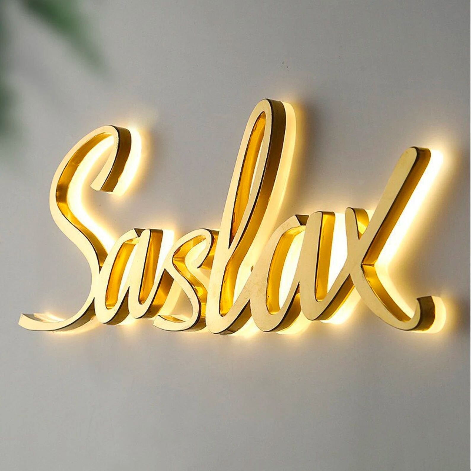 Custom 3D Backlit Sign, Custom Office Sign, Brushed Gold Backlit Sign ...