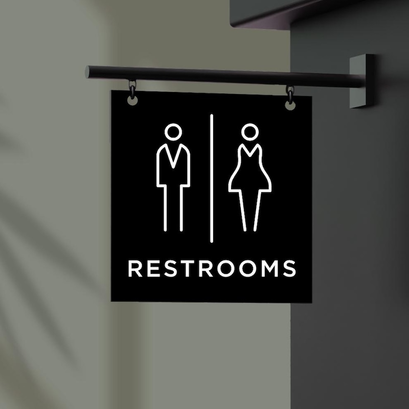 Restrooms Flag Sign - Etsy