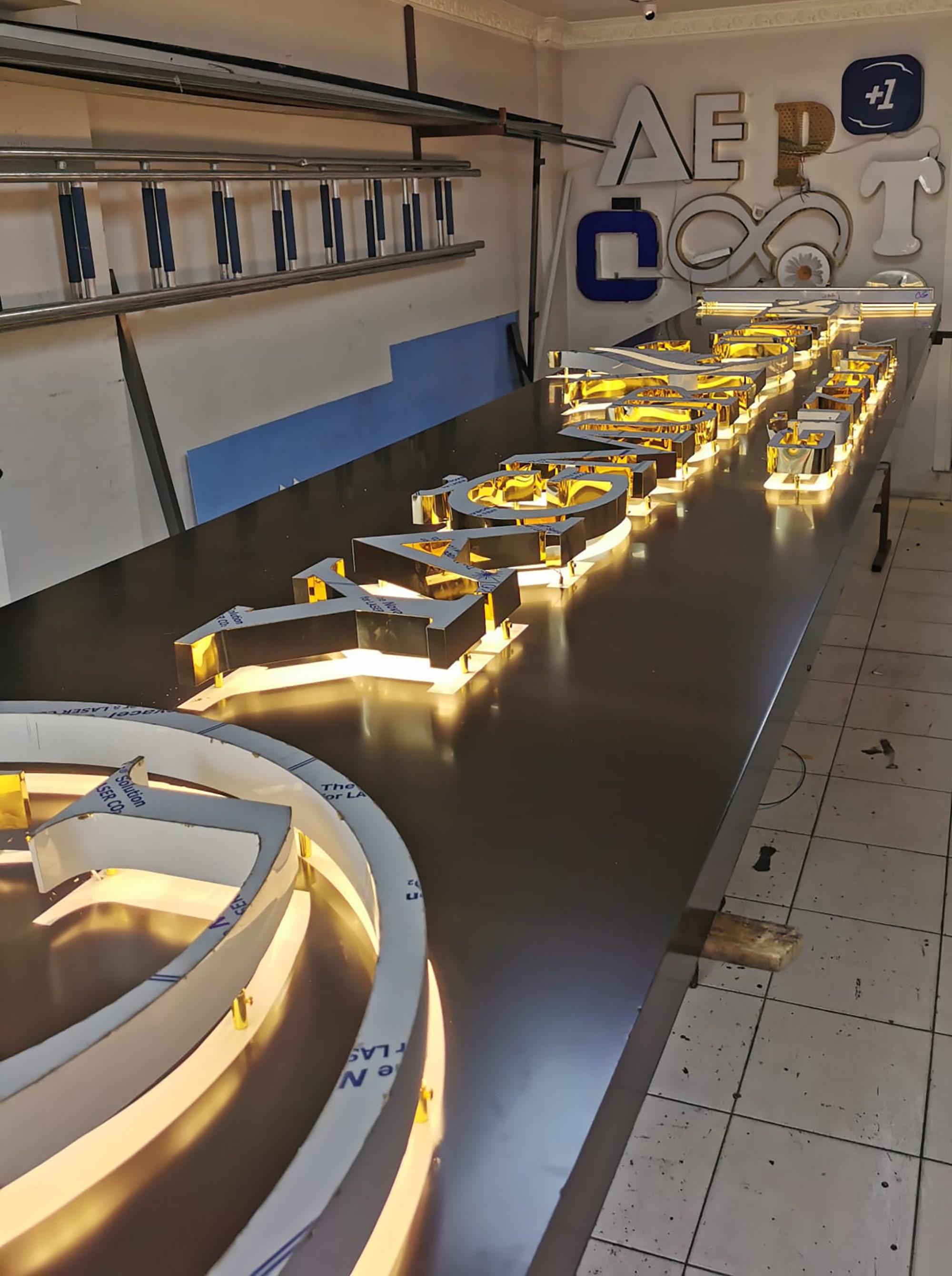 Custom 3D Backlit Sign, Custom Office Sign, Brushed Gold Backlit Sign ...