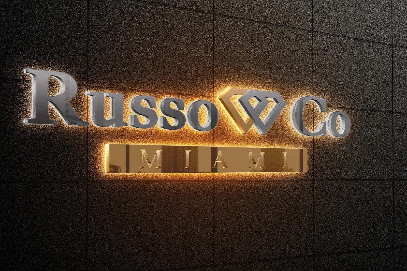 Custom 3D Backlit Sign, Custom Office Sign, Brushed Gold Backlit Sign ...