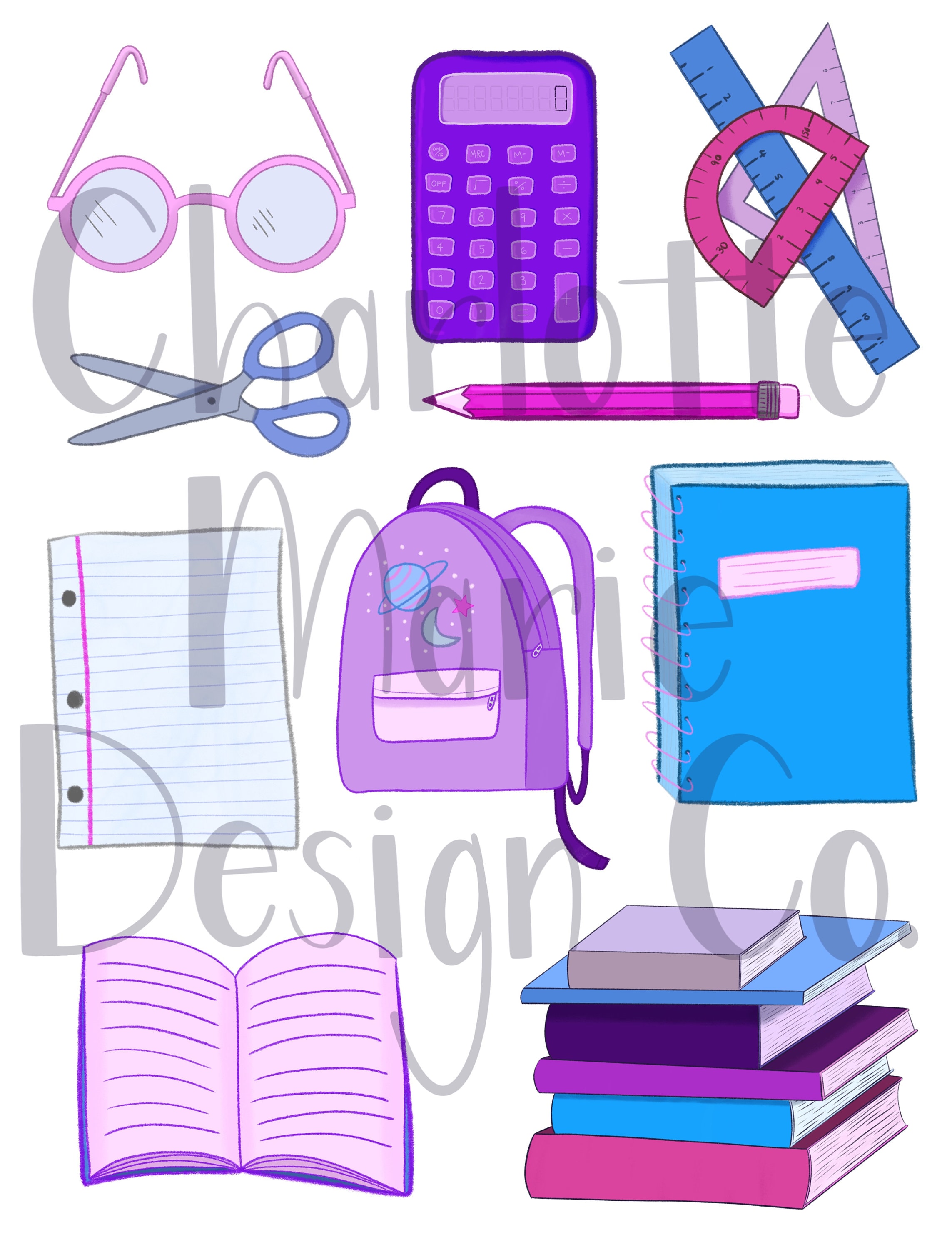 Cute School Digital Sticker Set PNG, Pastel Goodnotes Sticker Set, Back ...