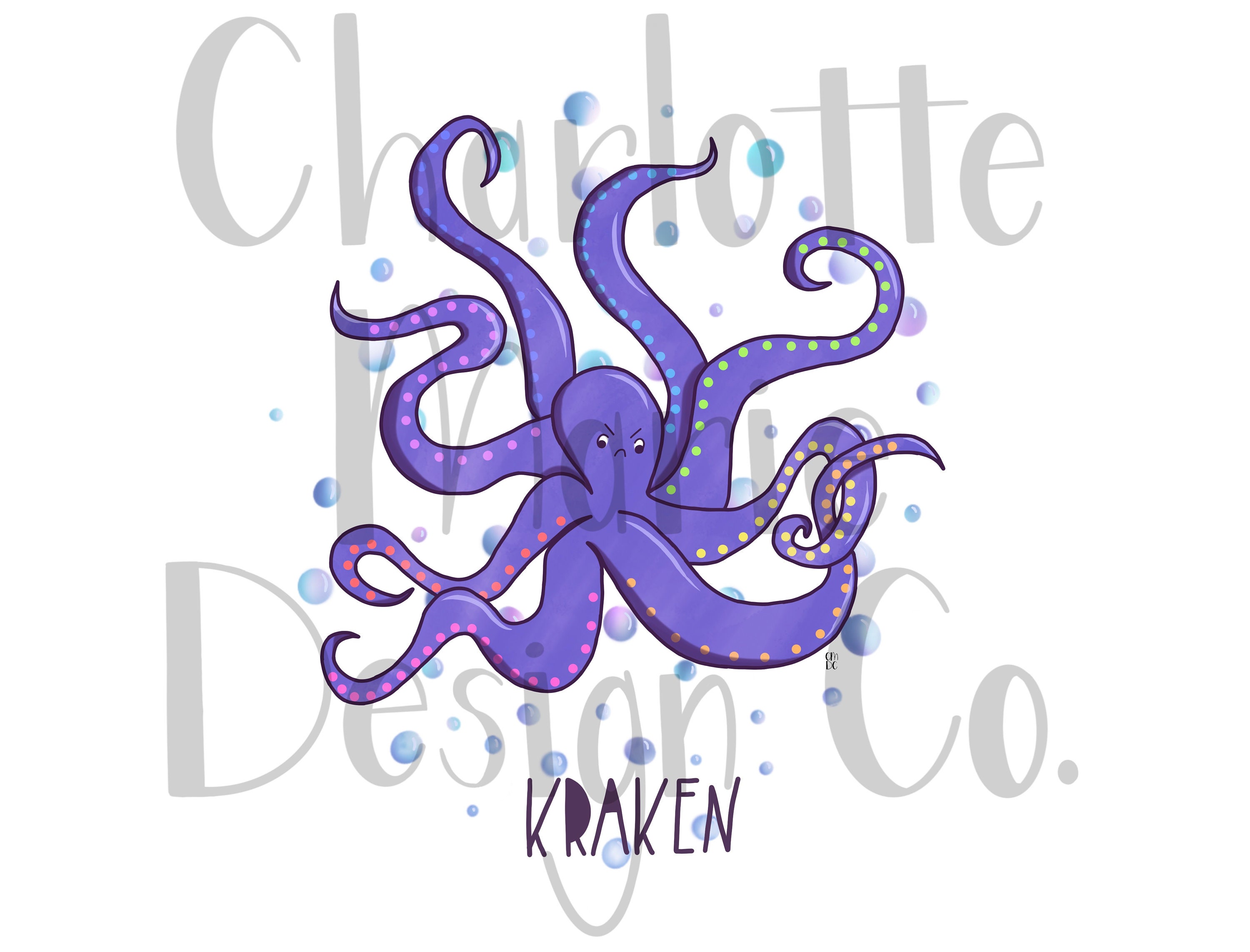 Cute Kraken Illustration PNG, Kawaii Cryptid JPG, Adorable Kraken ...