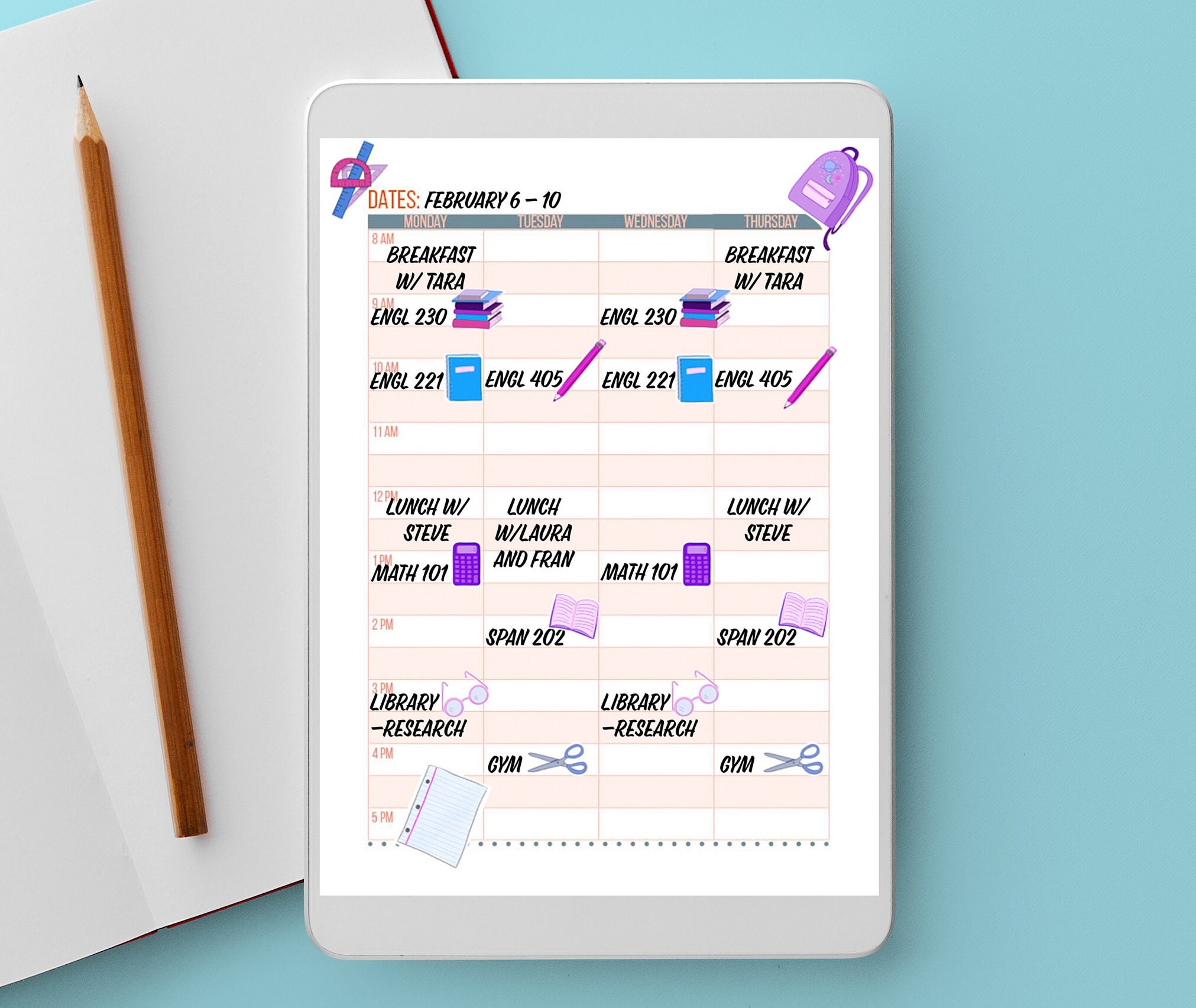 Cute School Digital Sticker Set PNG, Pastel Goodnotes Sticker Set, Back ...