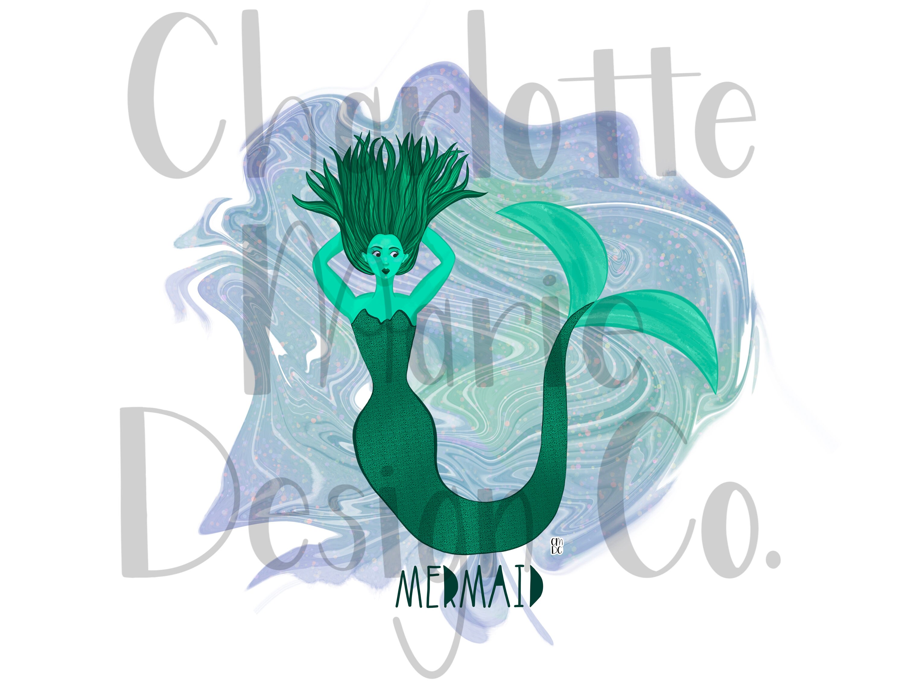Cute Mermaid Illustration PNG, Kawaii Cryptid JPG, Pretty Mermaid ...