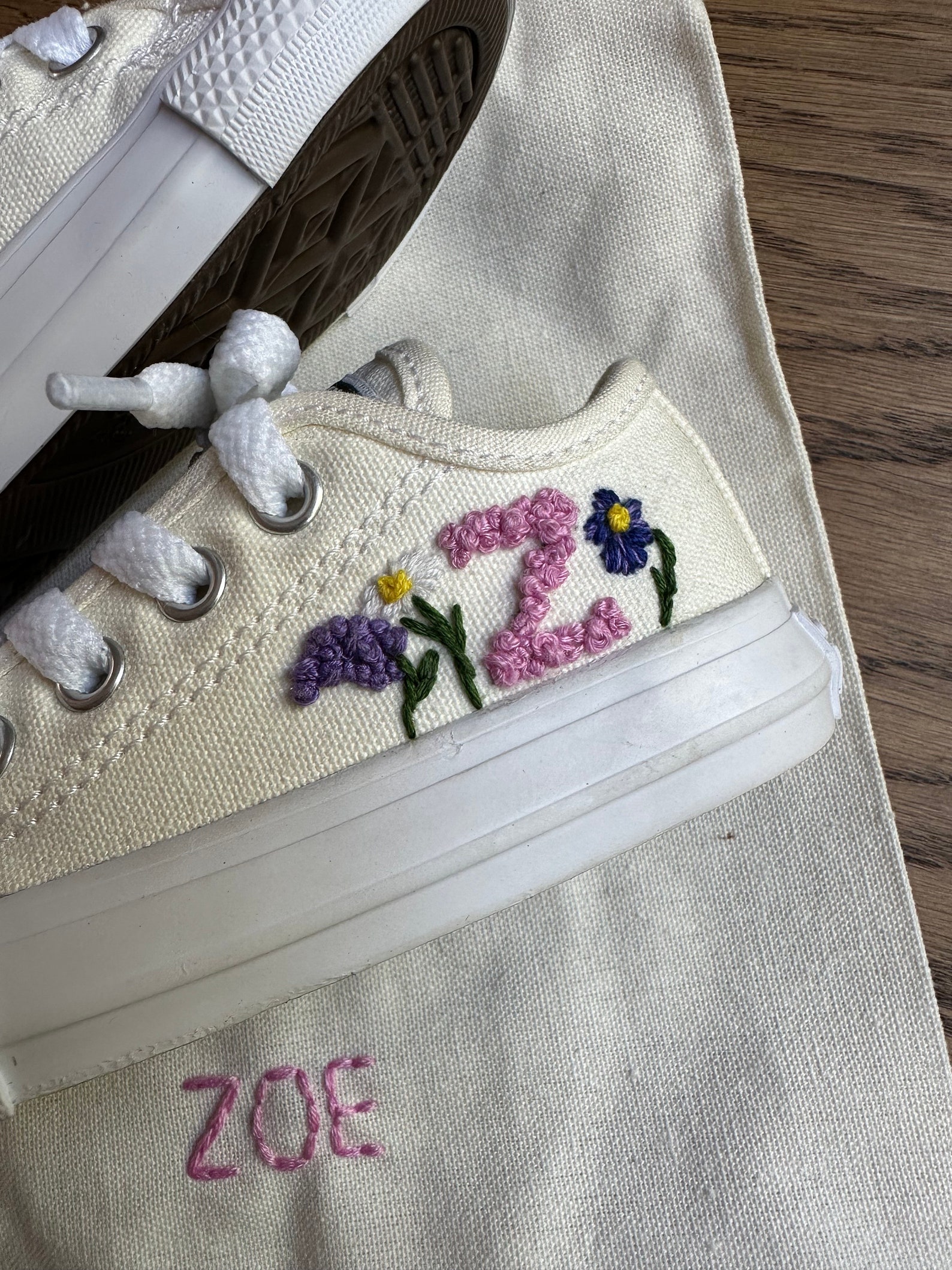 Baby Toddler Converse W/ Custom Hand Embroidery Zoe Love - Etsy