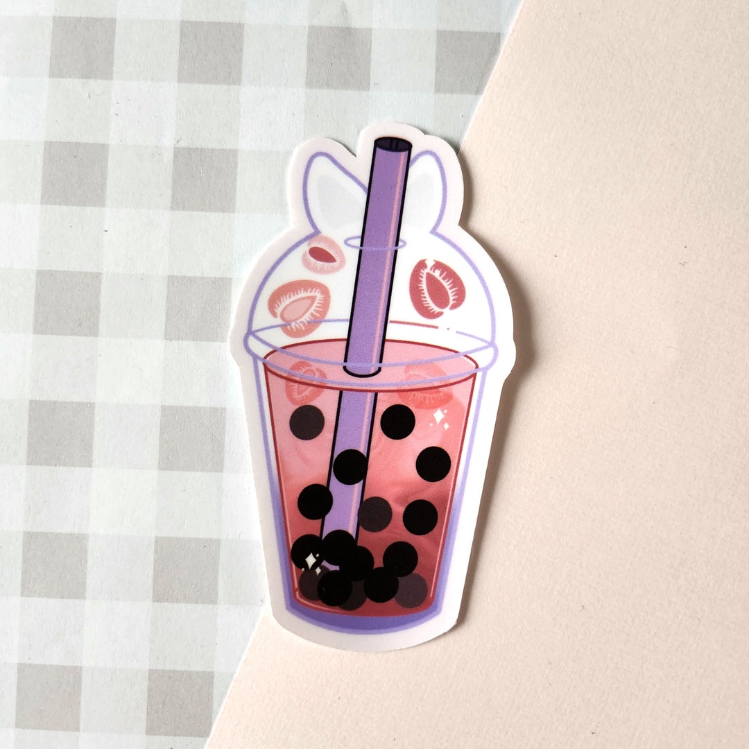 Cute Strawberry Boba Sticker, Bunny Boba, Boba Sticker, Pink Sticker ...