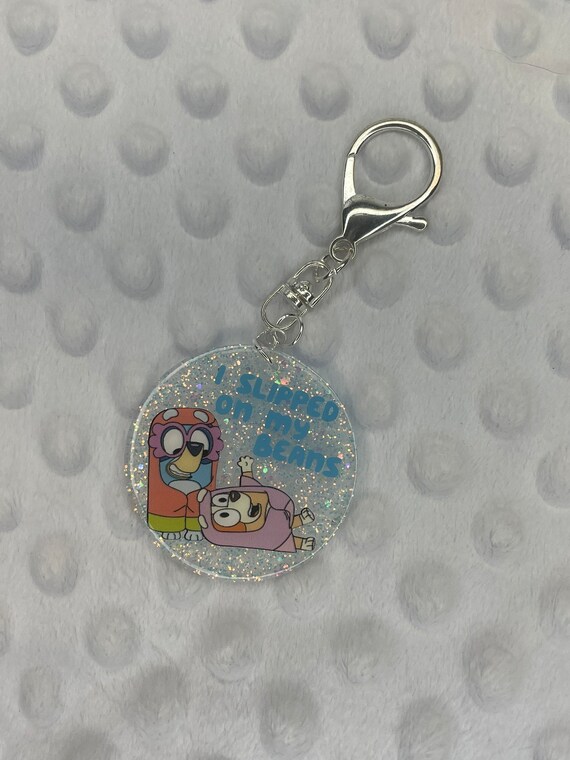 Small Bluey Inspired Keychain Slipped on My Beans Acrylic - Etsy