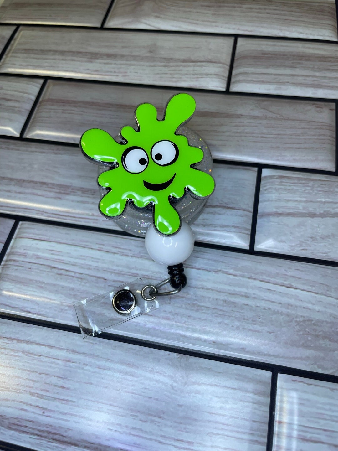 Green Silly Virus Medical Humor Permanent Badge Reel Swivel Clip ...