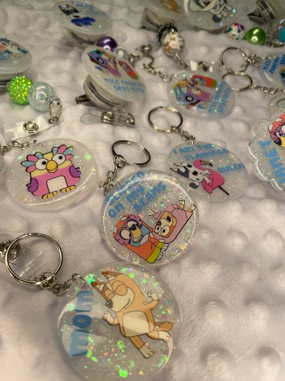 Small Bluey Inspired Keychain Slipped on My Beans Acrylic - Etsy