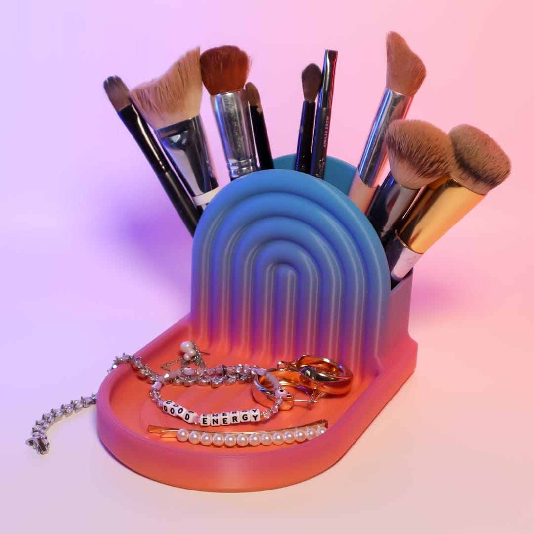 Rainbow Desk Organizer With Tray Colorful Office Storage Multi-purpose ...