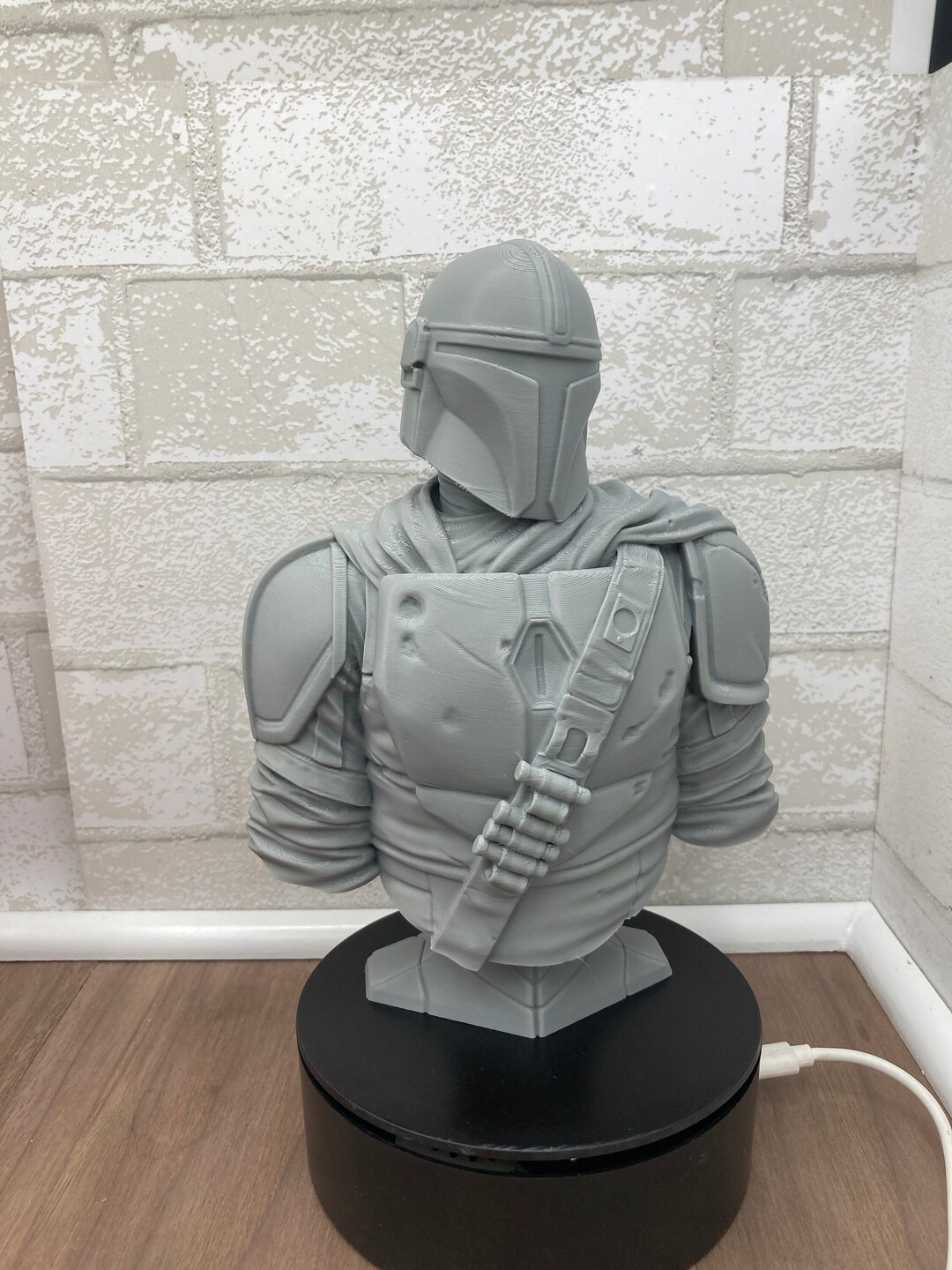 Mandalorian Bust Fan Art 3D Printed Mandalorian Statue Inspired by Star ...