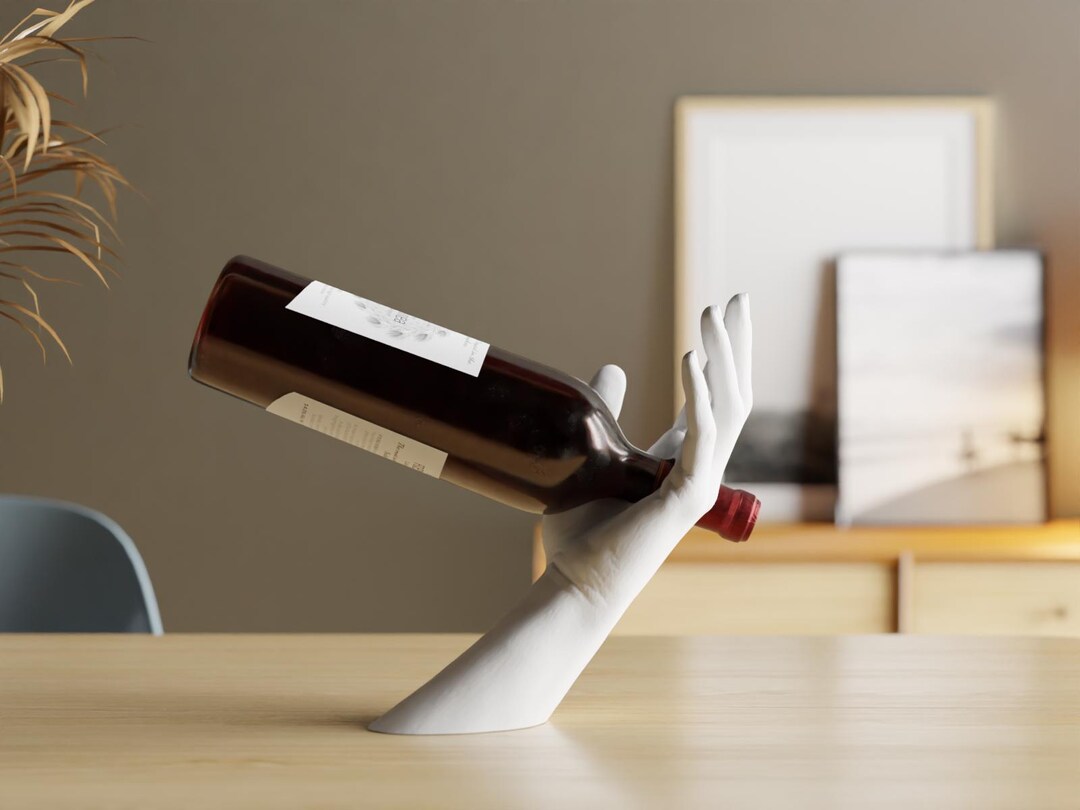 Wine Bottle Holder Arm Modern Gravity Countertop Rack Unique Gift for ...