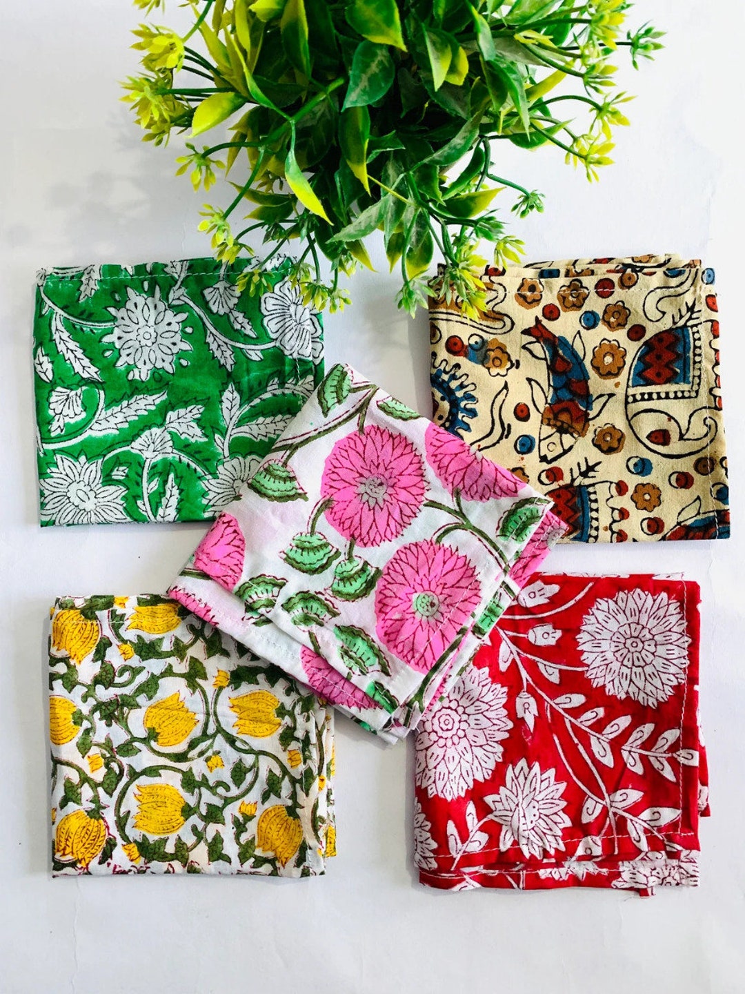 Assorted Napkin Set,100 Pack of Handblock Printed Napkins, Bohemian ...