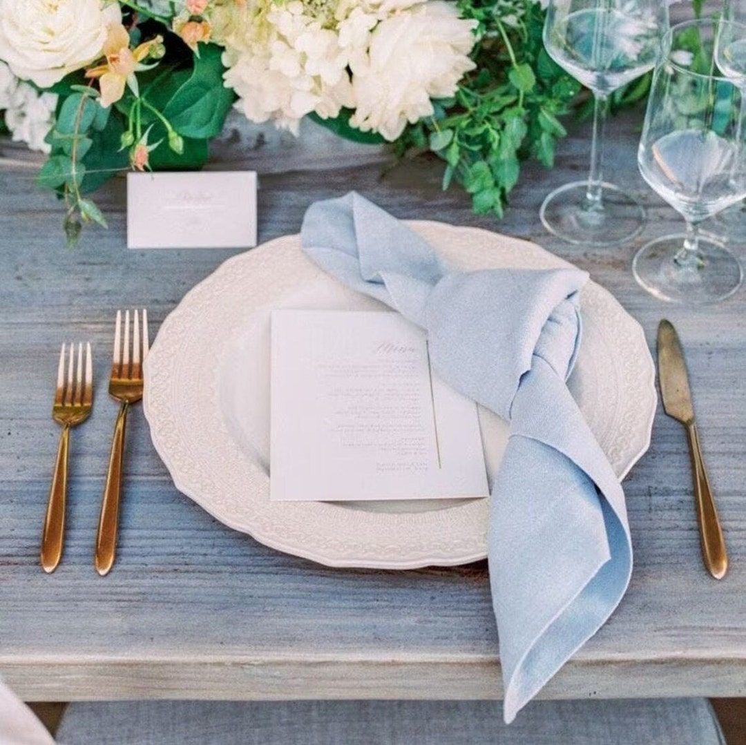 100 Pack- Sky Blue Napkin, 100% Pure Cotton Napkins, Dinner Napkins ...
