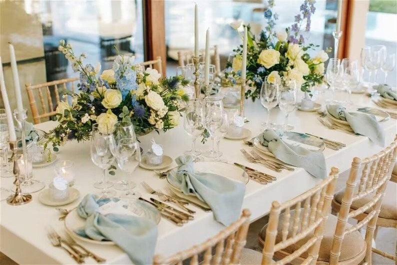 100 Pack- Sky Blue Napkin, 100% Pure Cotton Napkins, Dinner Napkins ...