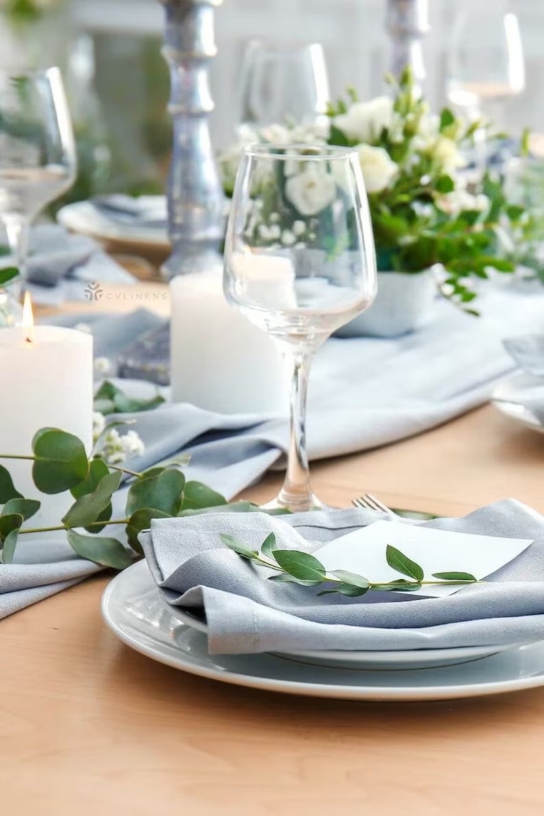 100 Pack- Sky Blue Napkin, 100% Pure Cotton Napkins, Dinner Napkins ...