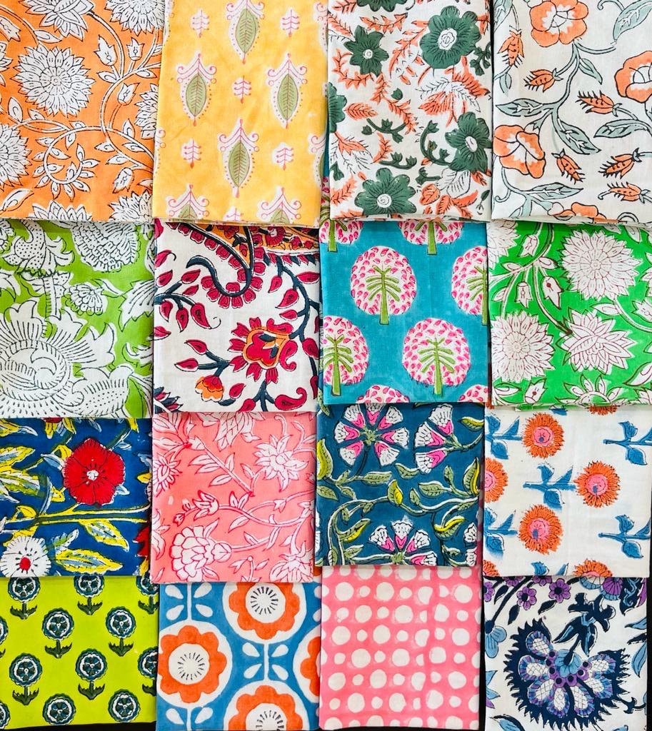 Assorted Napkin Set, 50 Pack of Handblock Printed Napkins, Bohemian ...