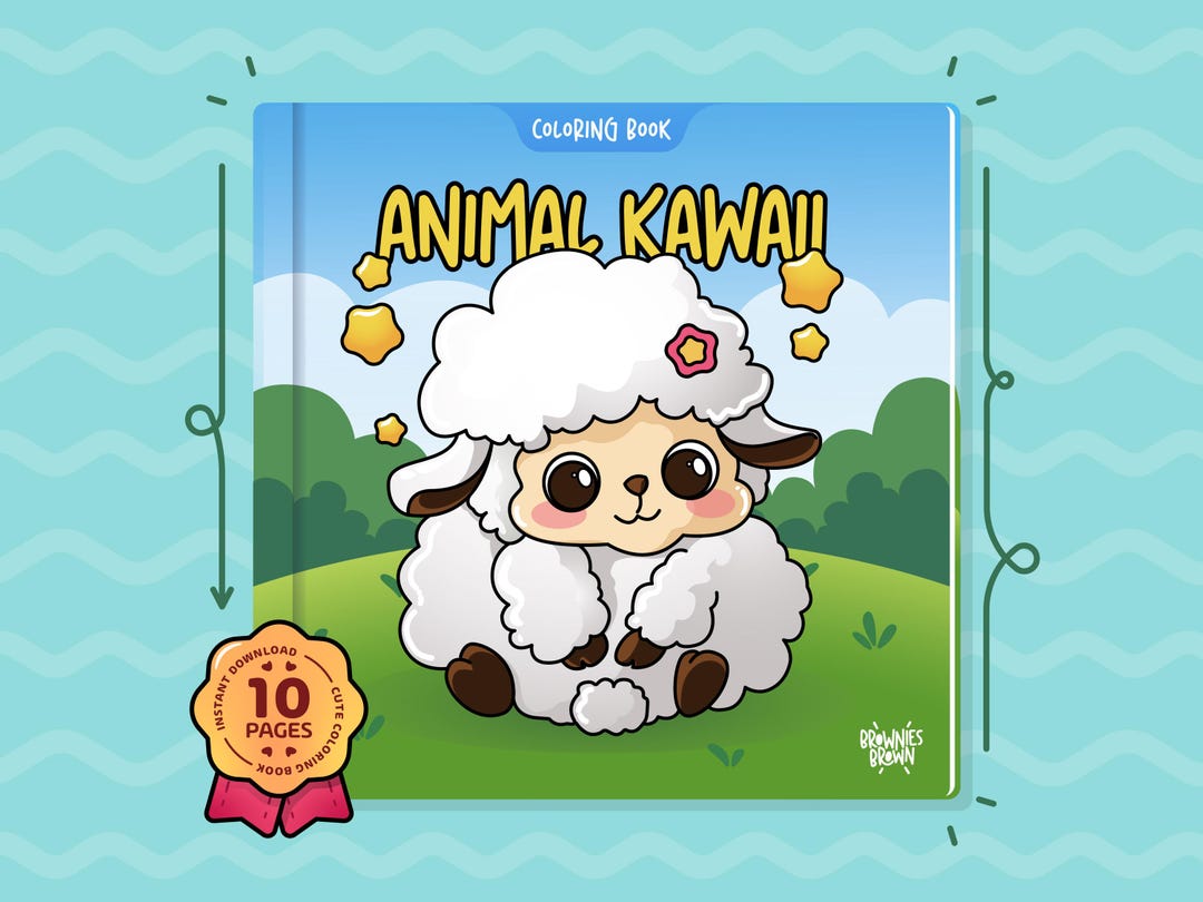 Cute Kawaii Animal Coloring Book, Printable Drawing Digital Download ...
