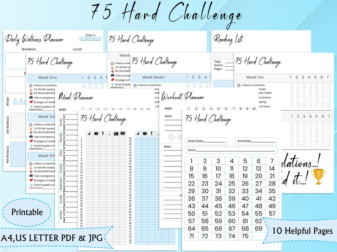 75 Hard, 75 Hard Challenge Tracker, 75 Hard Challenge, 75 Hard ...