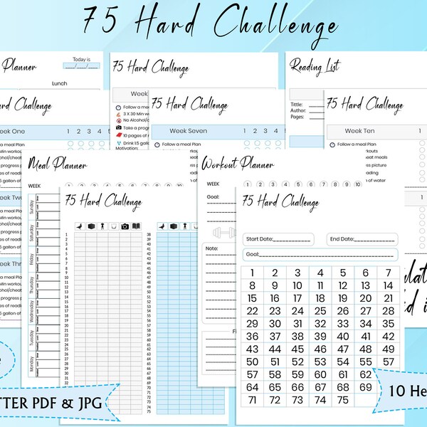 75 Hard Challenge Checklist - Etsy