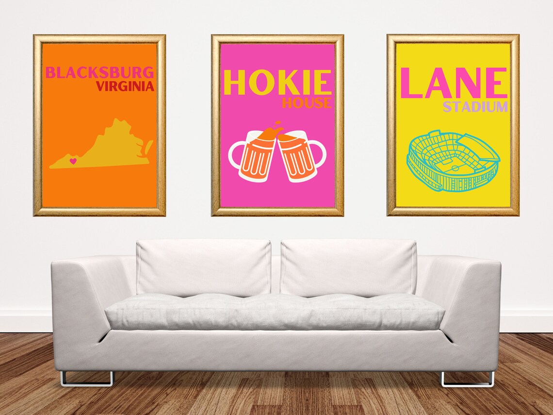 Virginia Tech Gallery Wall Travel Print Set of 6 Blacksburg - Etsy