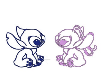 Stitch and Angel Decals for Car - Etsy
