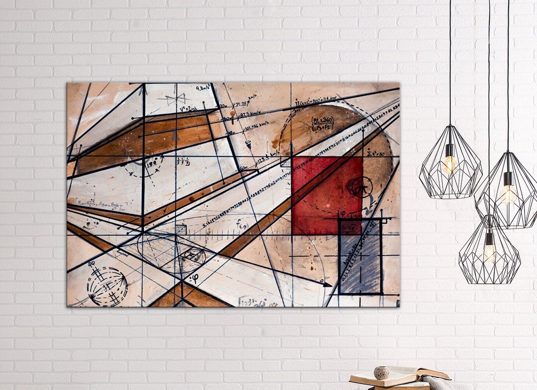 Codes and Math on Canvas Printing, Abstract Painting, Extra Large Wall ...