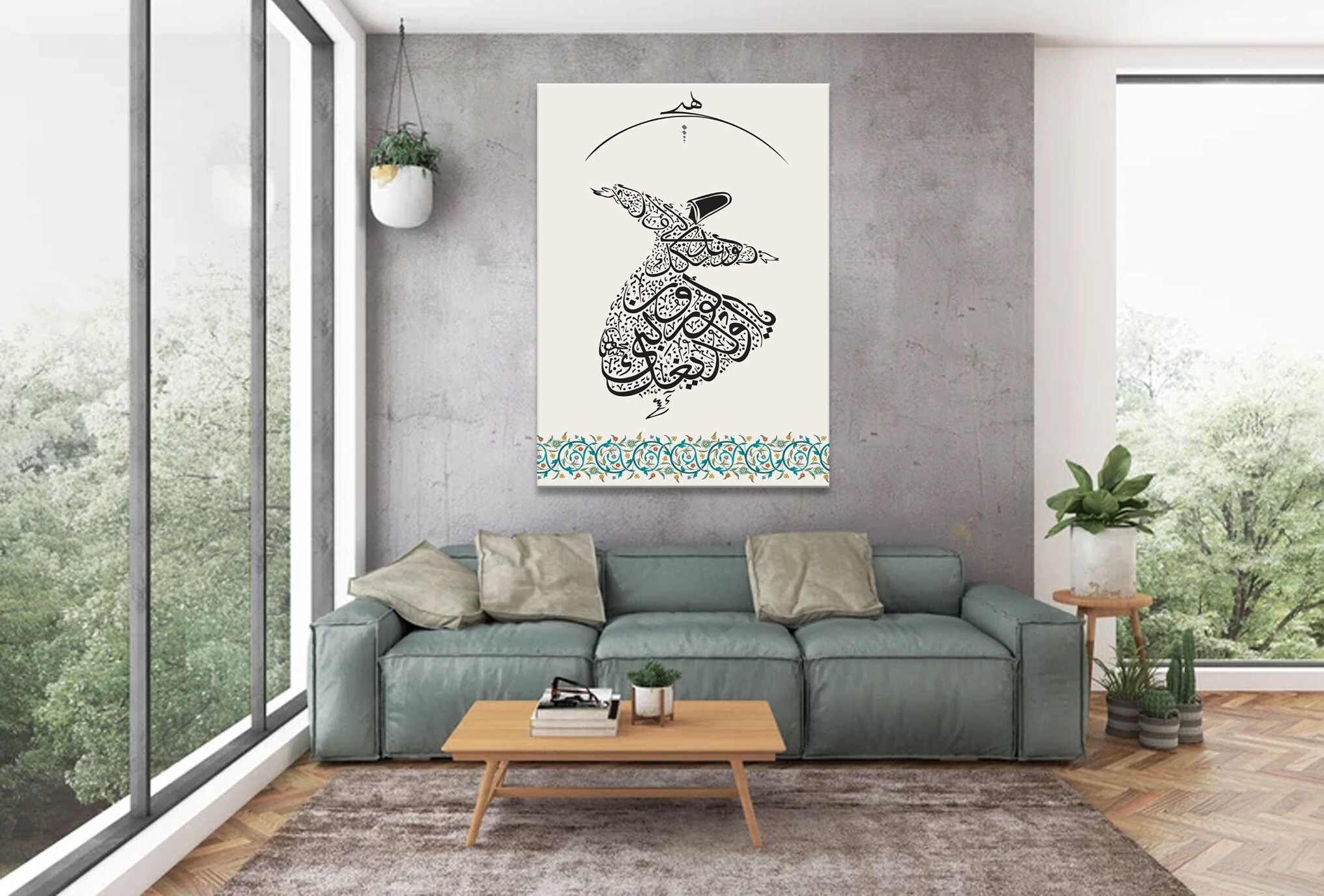 Hic in Arabic Thuluth Calligraphy Oil Painting Canvas Print, Islamic ...