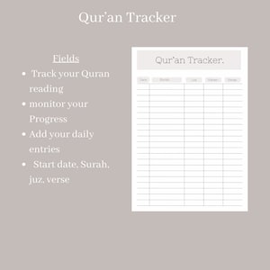 Quran Tracker + Part 30|juz Amma Checklist| Daily Reading Log ...