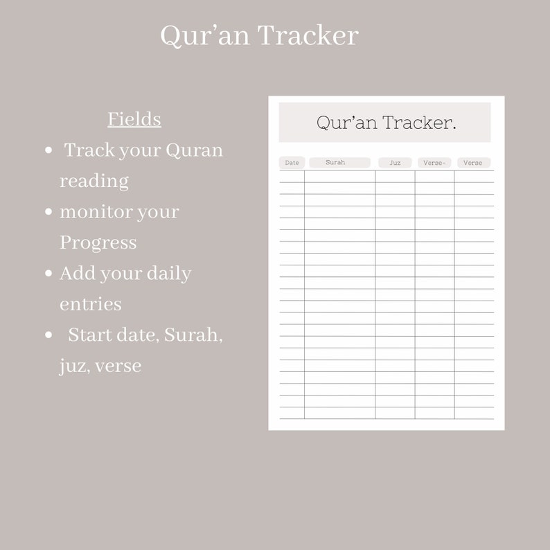 Quran Tracker + Part 30|juz Amma Checklist| Daily Reading Log ...