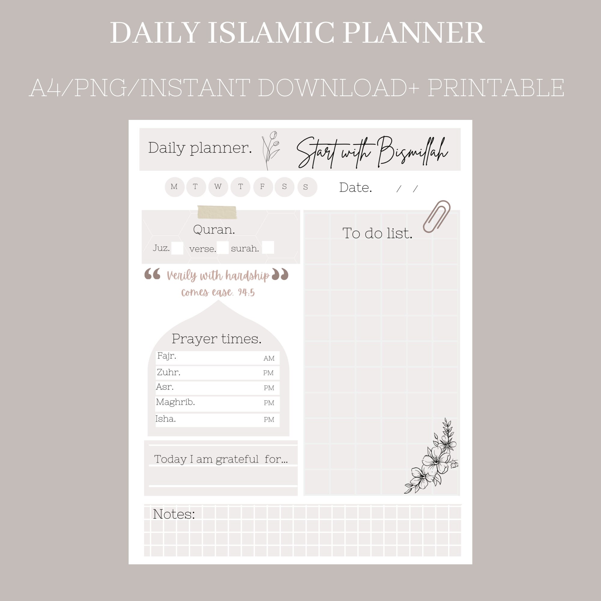 Islamic Daily Planner Printable Islamic Planner Muslim - Etsy
