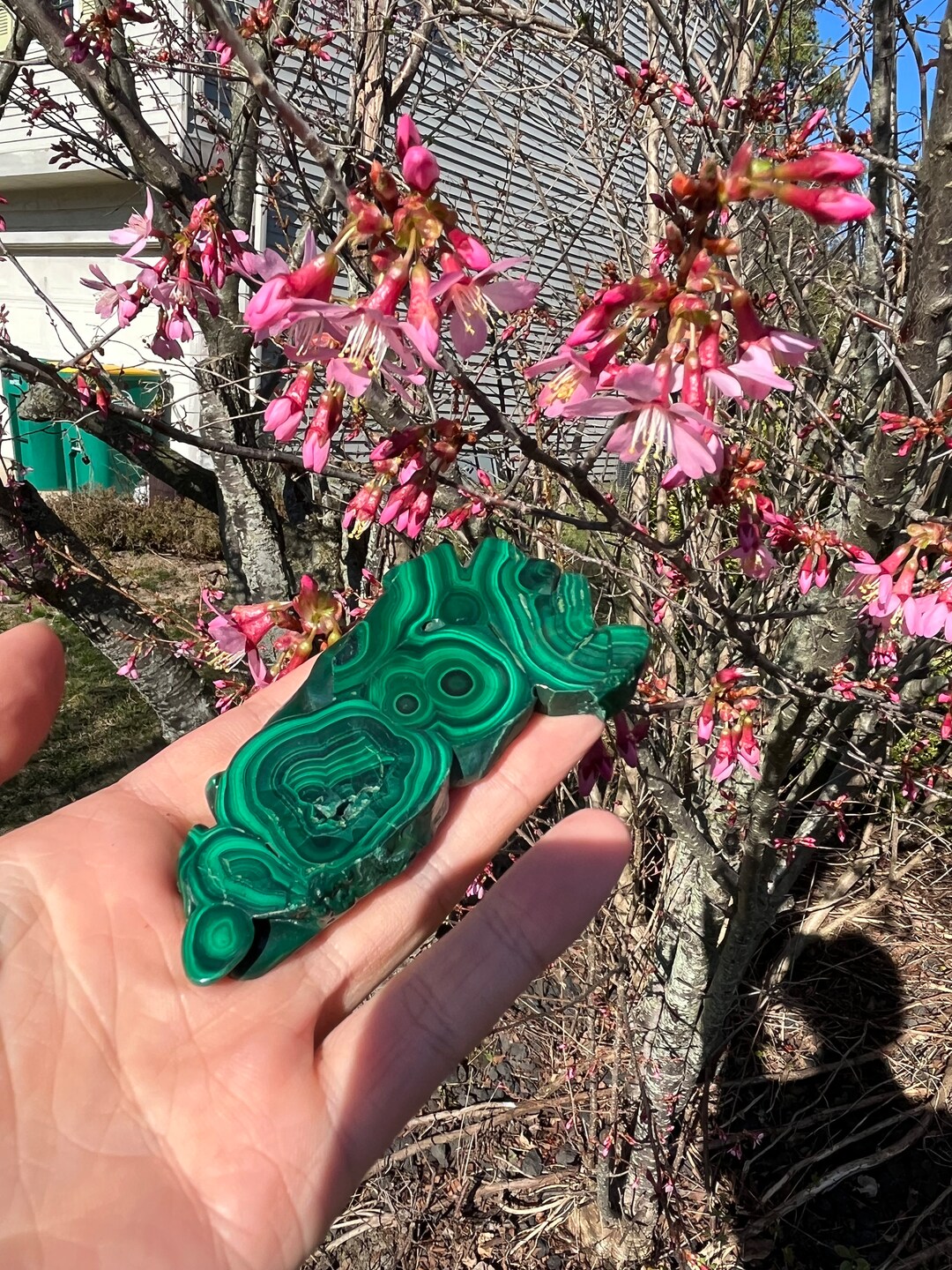 Malachite Slab With Small Clear Crystals - Etsy