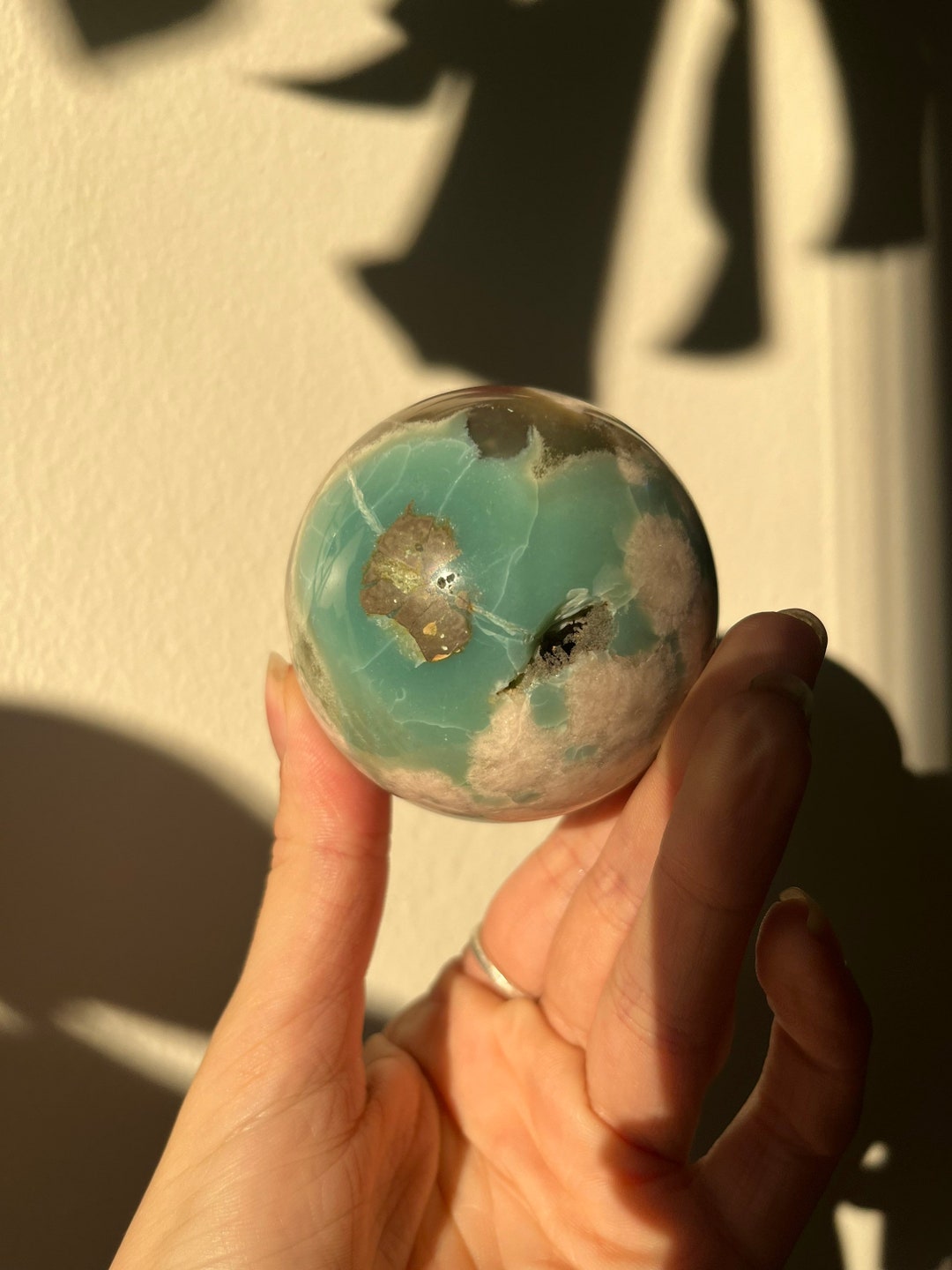 Blue Flower Agate Sphere With Stand - Etsy