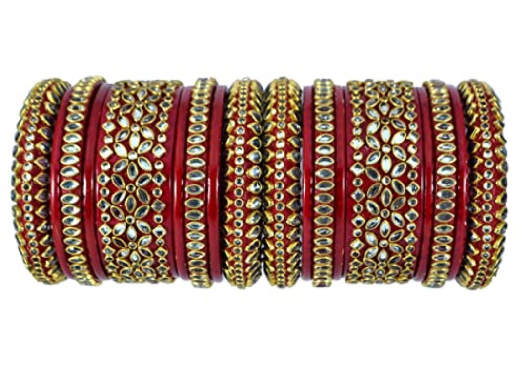 Red Mix Maroon Color Lakh Bangles Set of 18 Bangles Lac Bangles Bridal ...