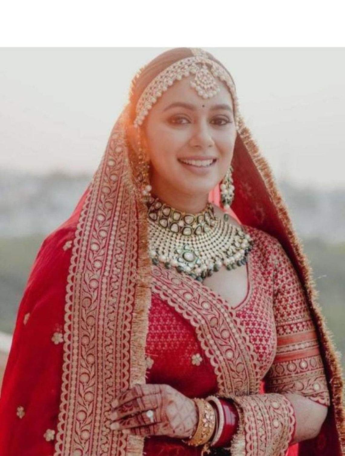 Red Indian Wedding Dupatta Long Net Embroidered Scarf Punjabi Dress ...