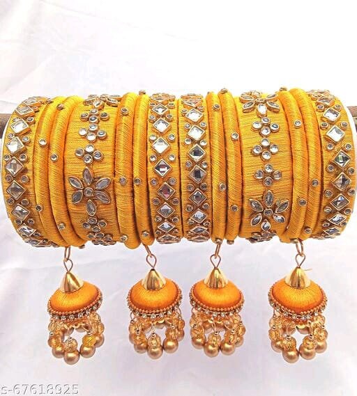 Maroon Color Silk Thread Long Heavy Tassel Dangling Bangles Indian ...