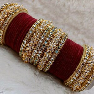 Maroon Color Velvet Met Shinning Bangles Indian Pakistani Wedding ...
