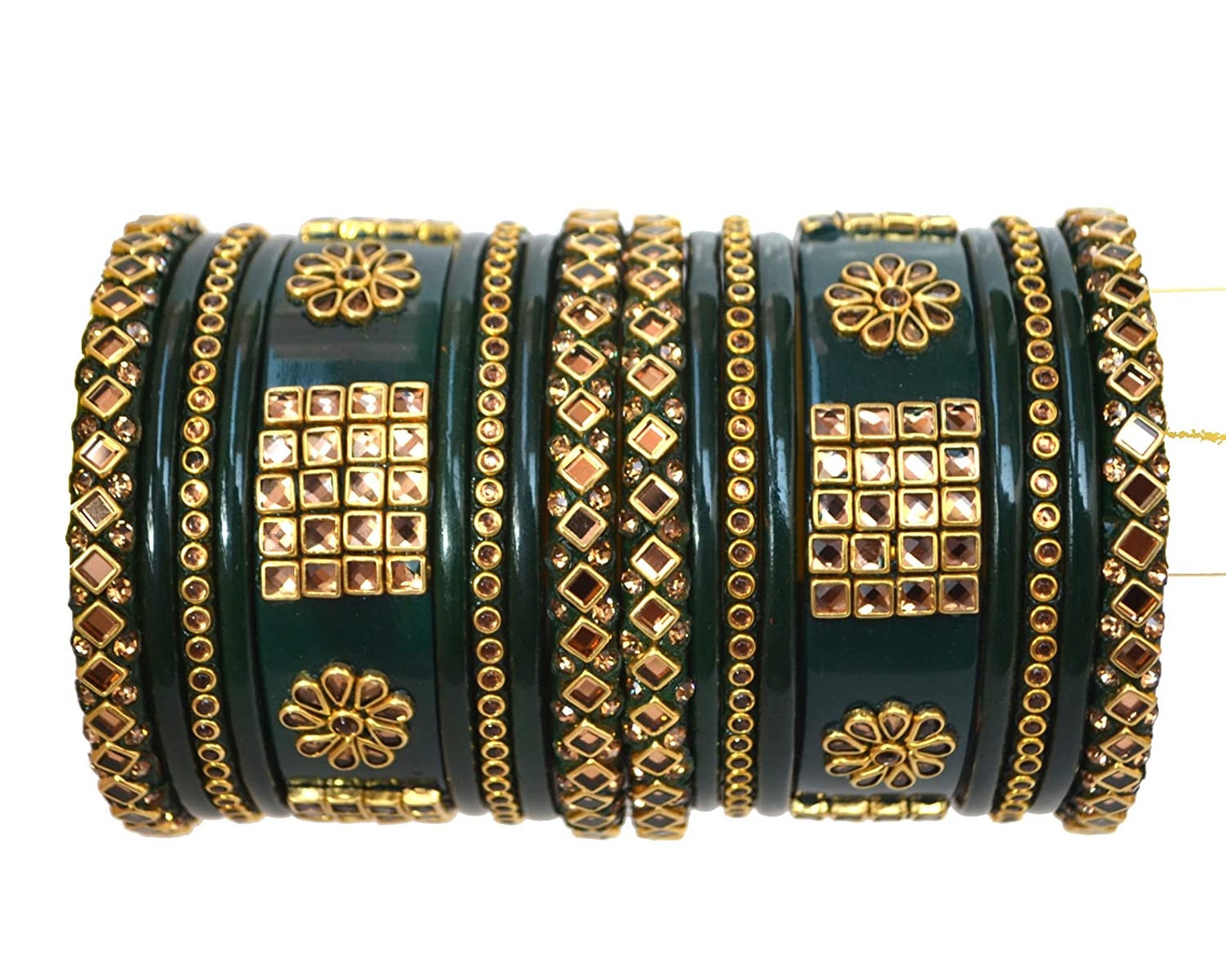 Dark Green Color Lakh Bangles Set of 18 Bangles Lac Bangles Color Can ...