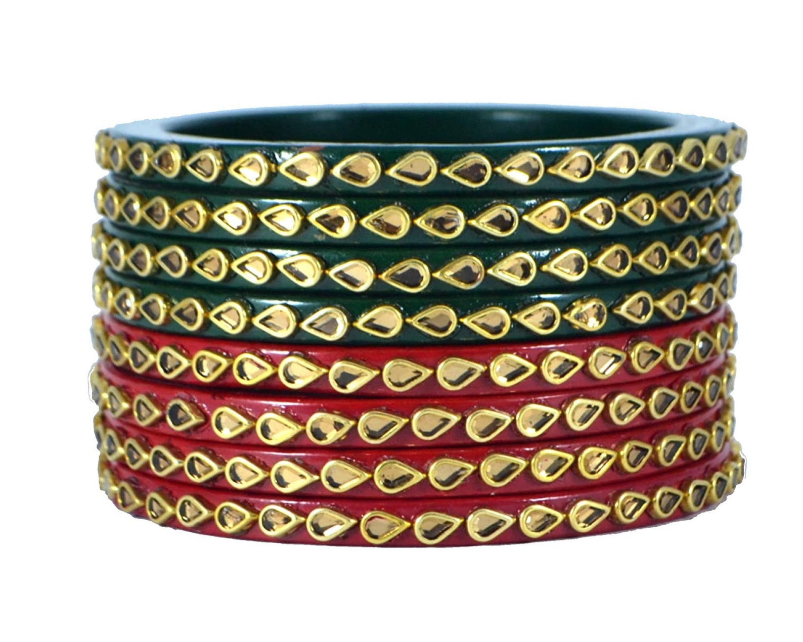 Red and Green Color Lakh Bangles Set of 8 Bangles Lac Bangles Bridal ...