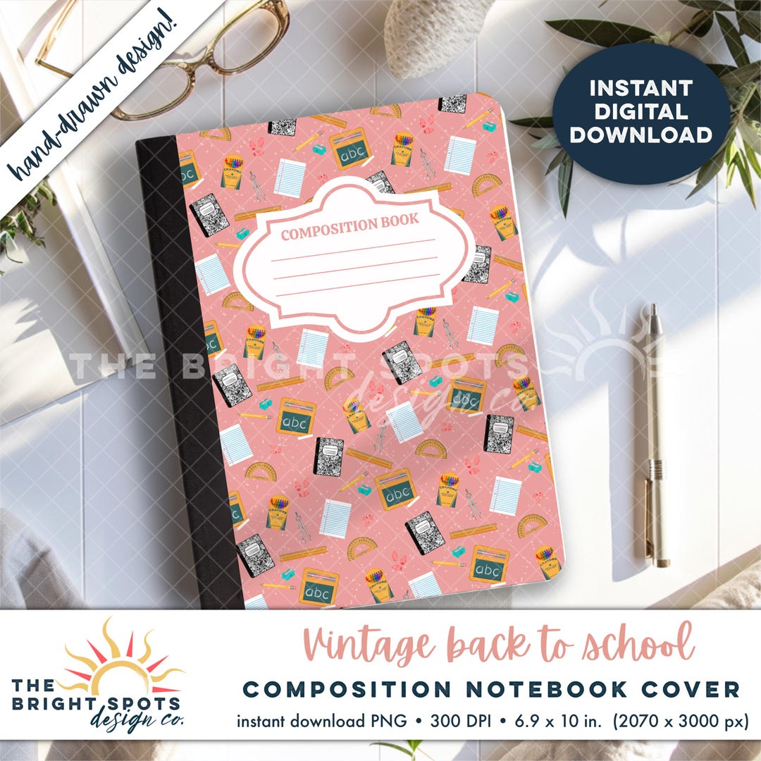 Vintage Composition Notebook Cover PNG: Back to School, Junk Journal ...