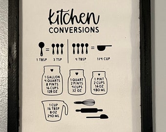 Horizontal Kitchen Conversion Chart Wood Sign Farmhouse - Etsy
