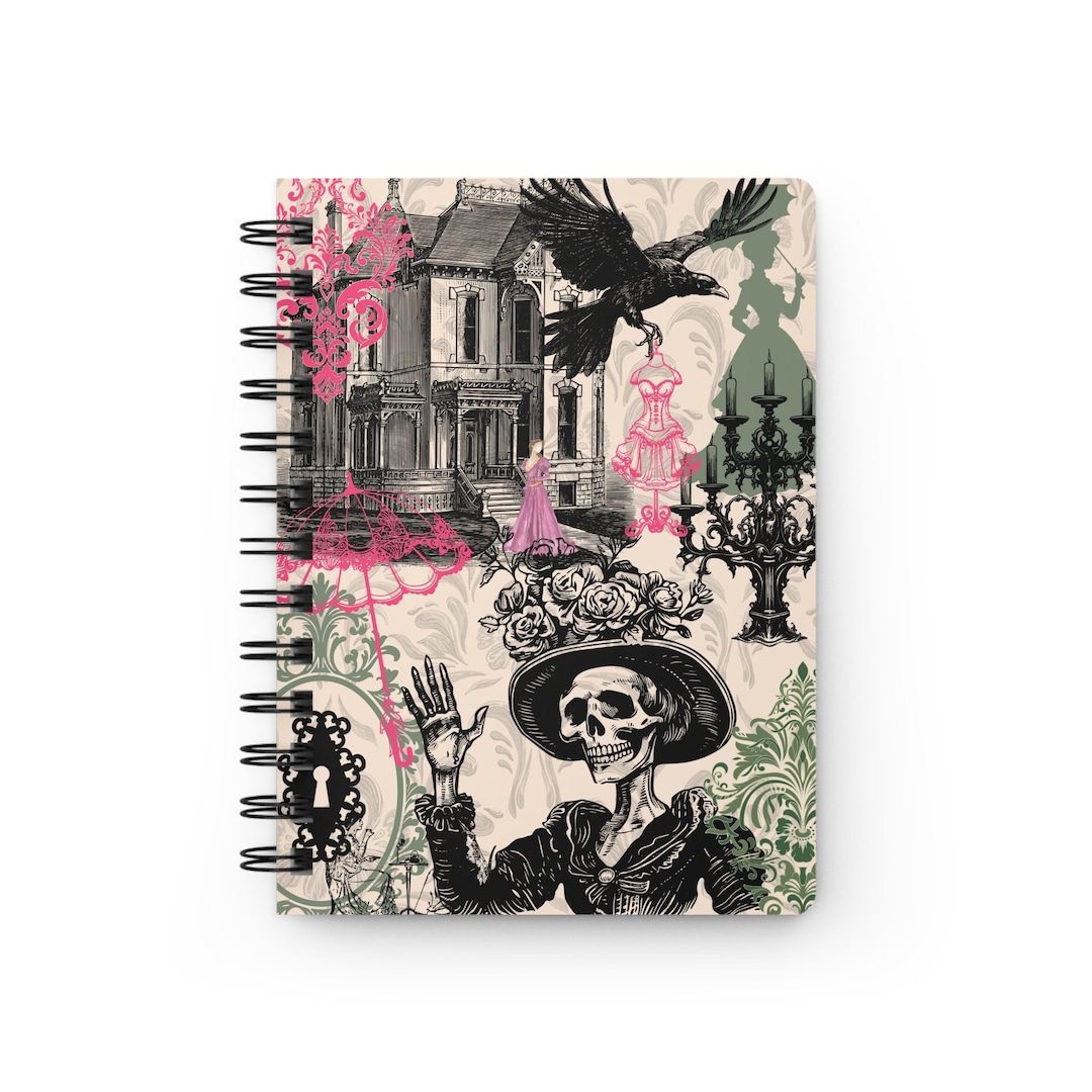 Deathly Vintage Spooky Spiral Notebook Journal, Halloween Ghost Diary ...