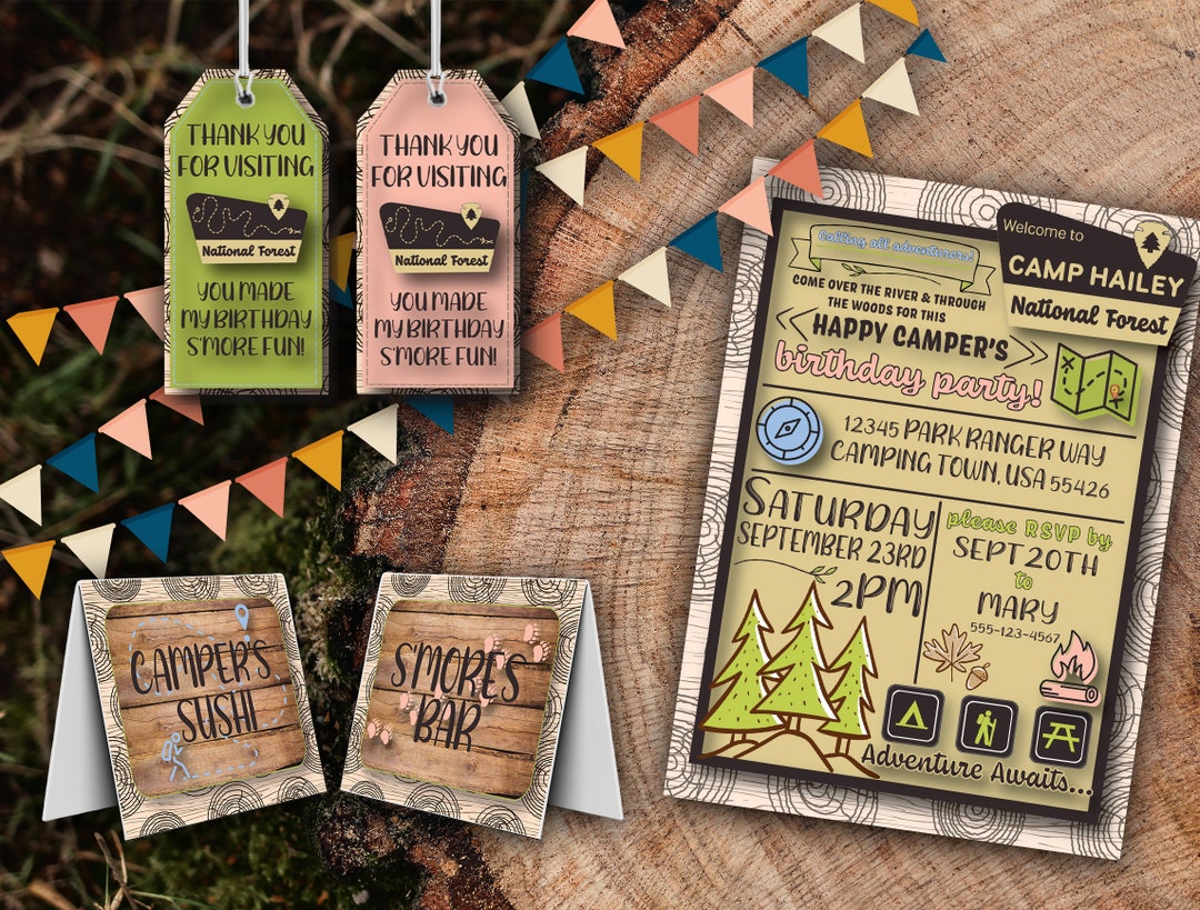 Outdoor Happy Camper Birthday Party Bundle // Printable Instant ...