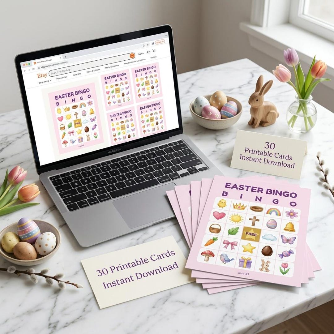 Easter Bingo 30 Cards Printable, Easter Party Game Kids Adults, Easter ...