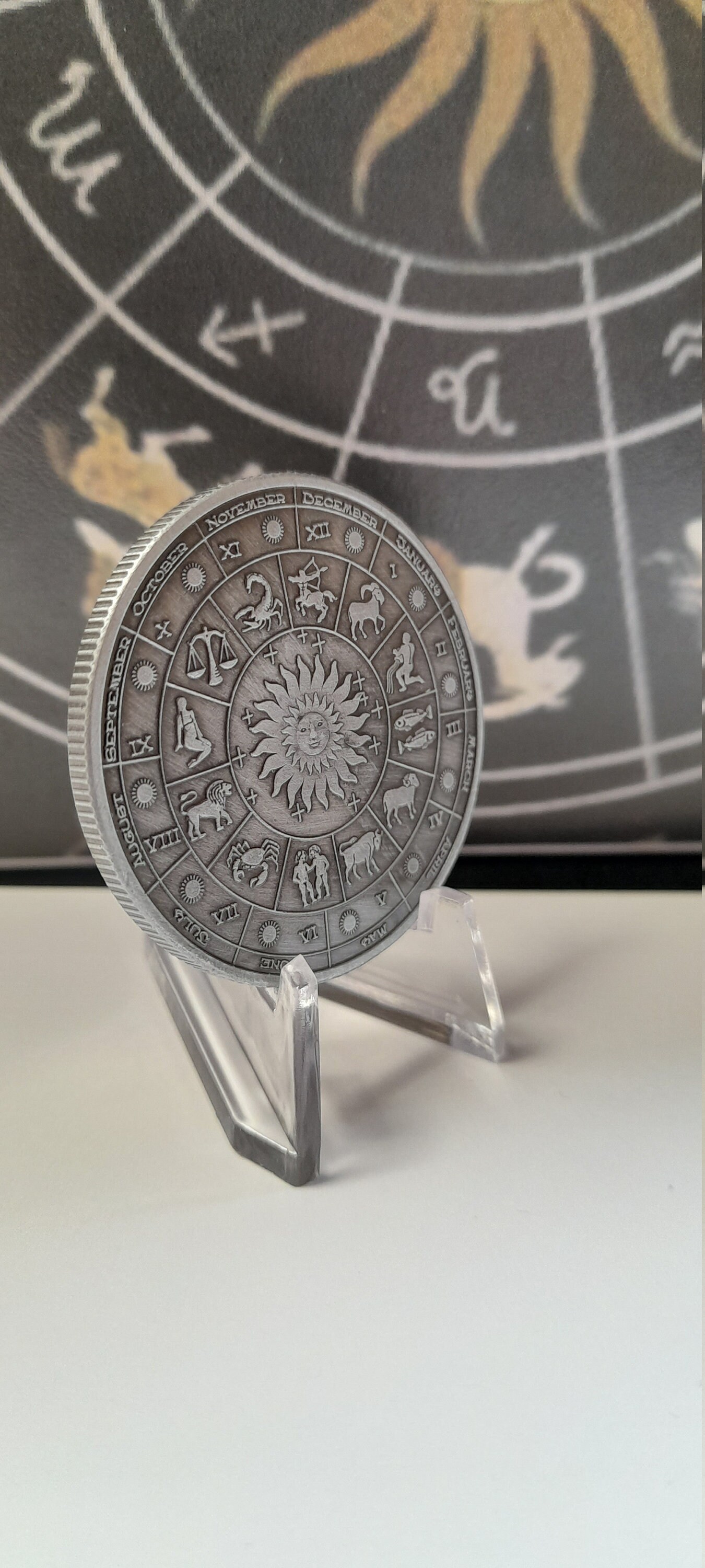 Zodiac Piece Astrology Silver Coin the Zodiac Sign - Etsy